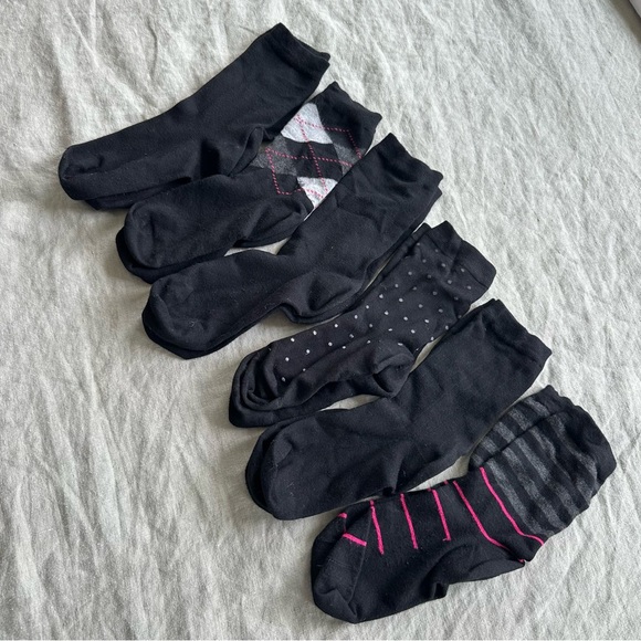 Accessories | 6 Pairs Ladies Dress Socks Variety Black With Some Pink ...